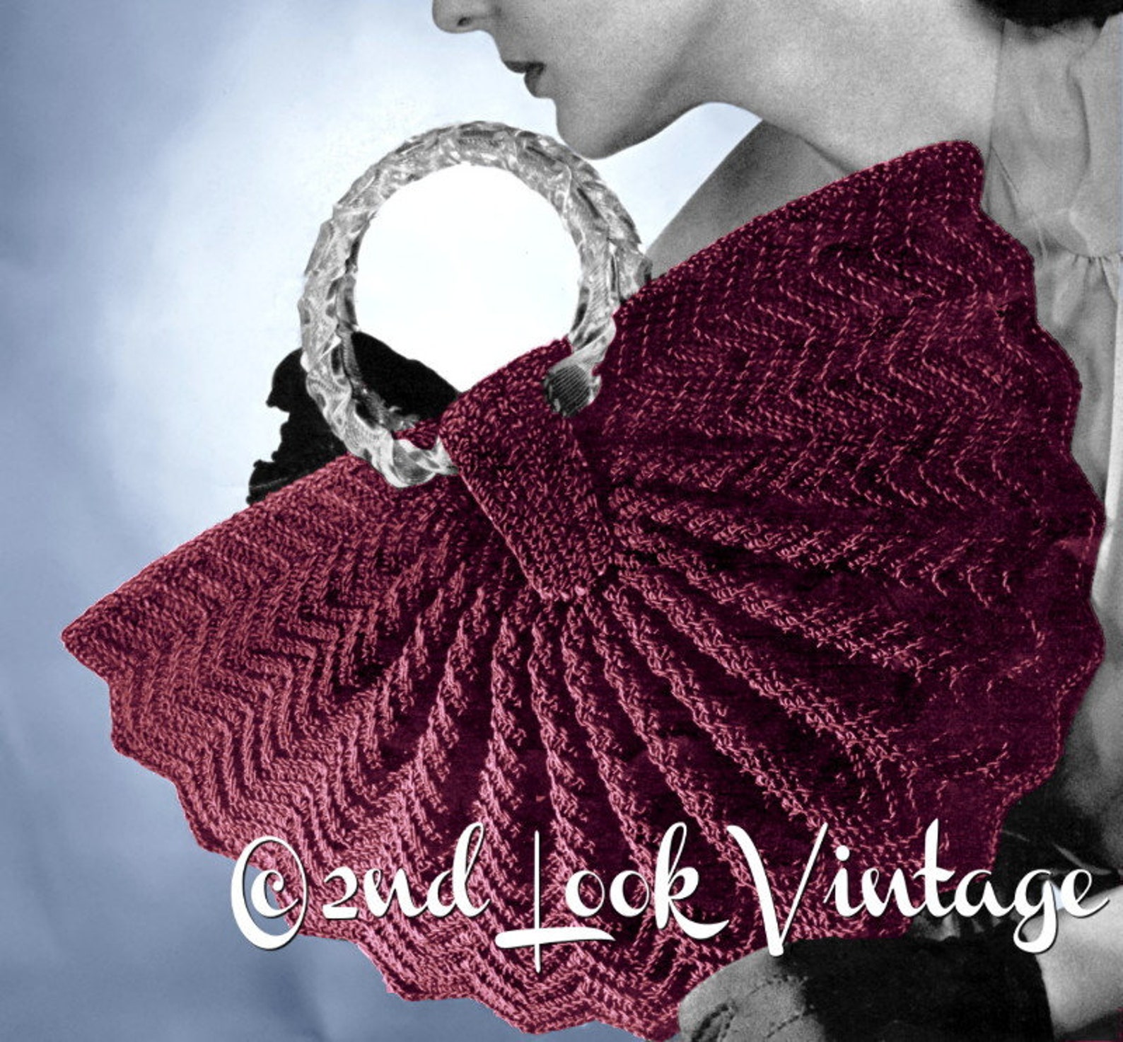 Vintage Crochet Pattern 1940s Half Moon Fan Purse Handbag | Etsy