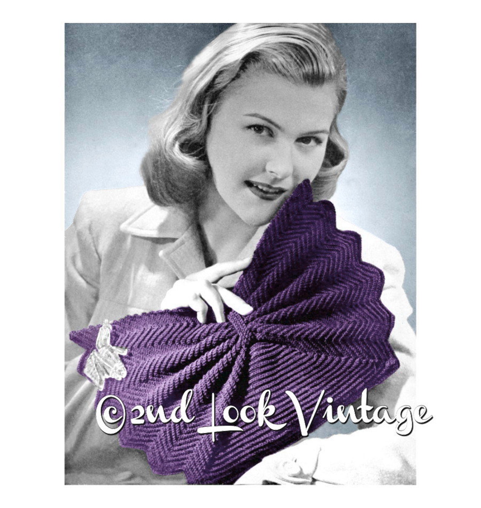 1940s Crochet Pattern Fan Shape Purse Crocheted Clutch Handbag Vintage ...