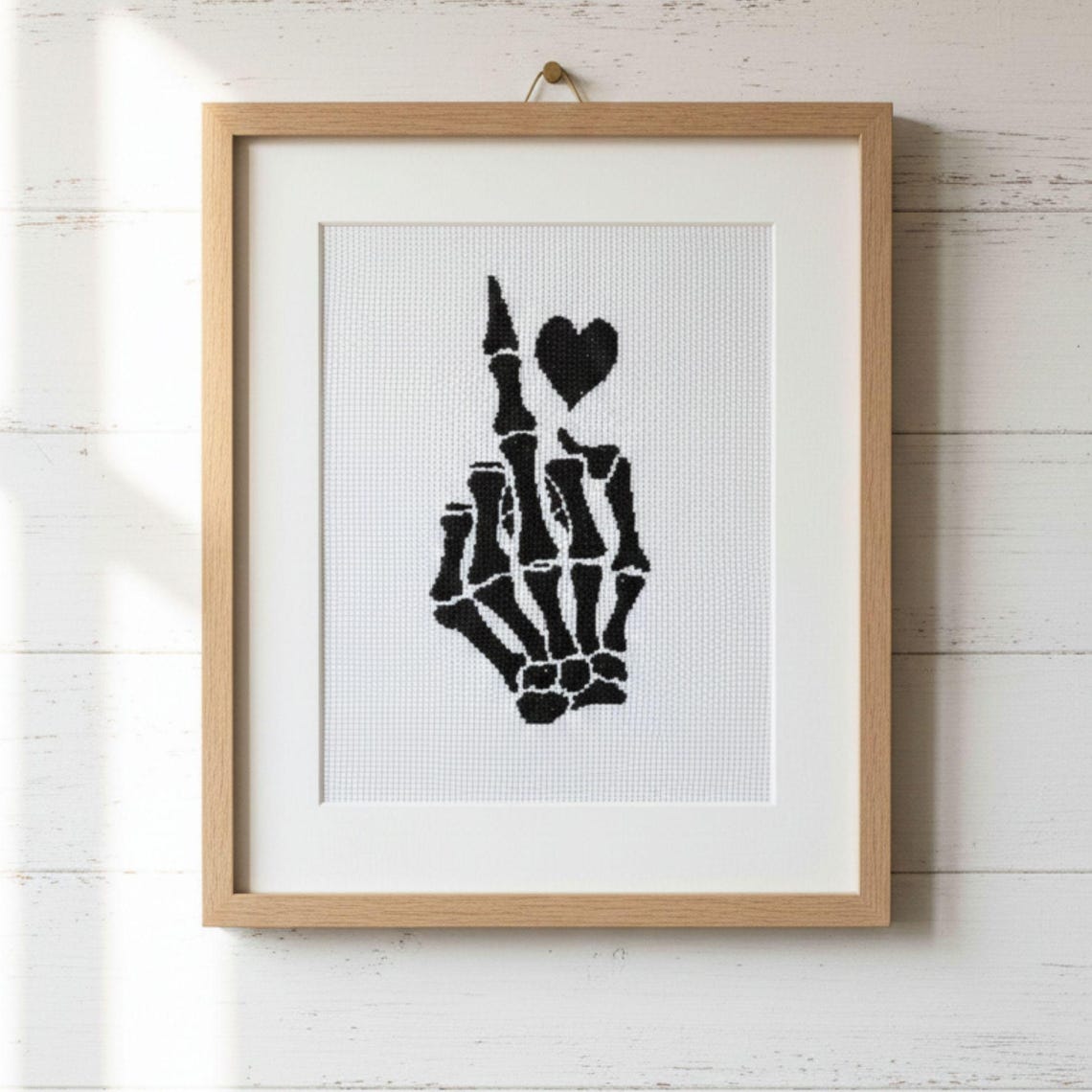 Skeleton Hand Cross Stitch Pattern, Gothic Heart Design, Modern ...