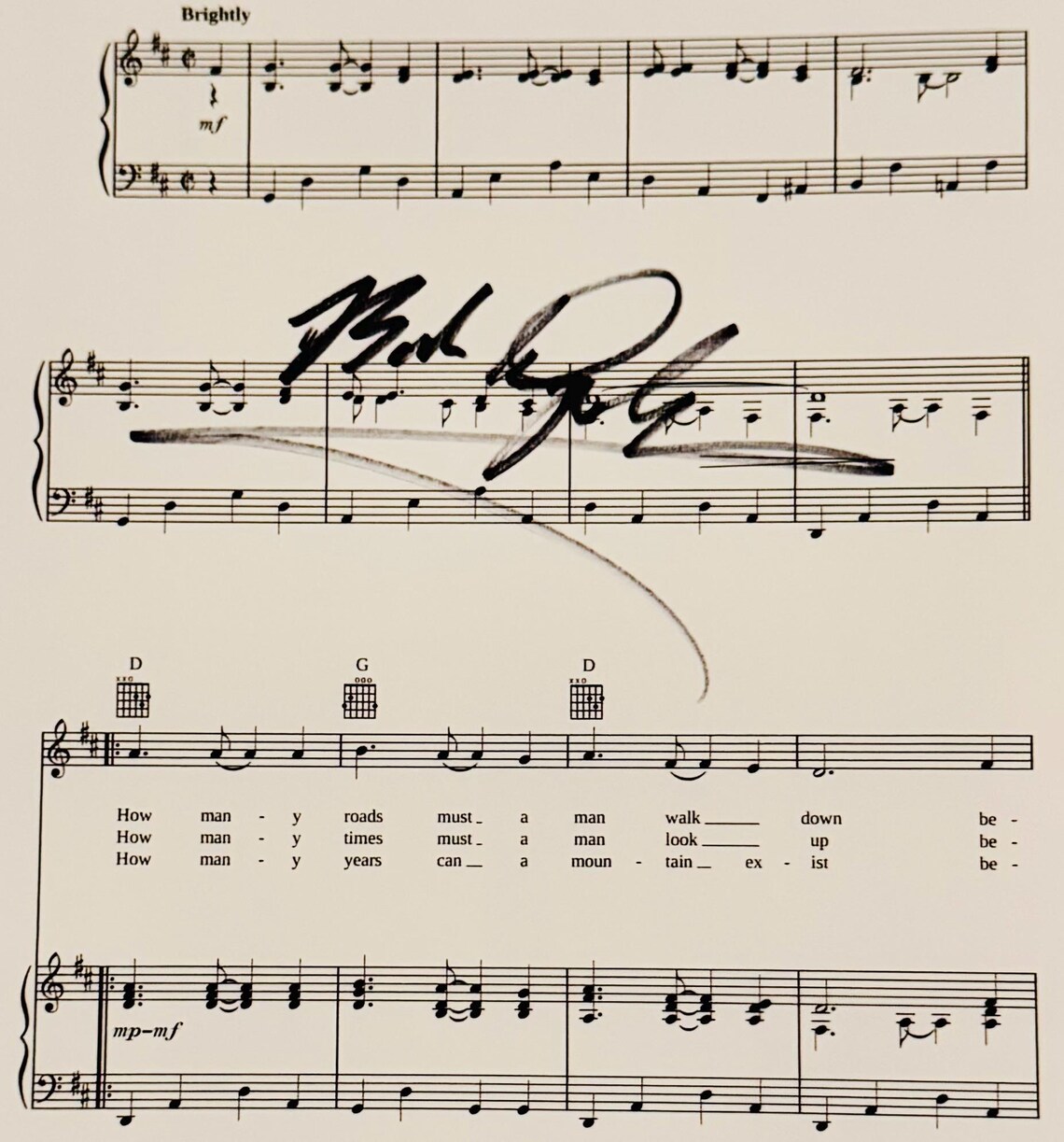 Bob Dylan Autographed Sheet With Music COA Included - Etsy