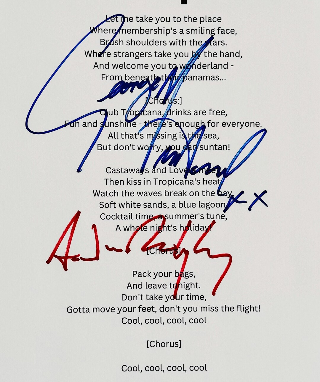 George Michael & Andrew Ridgeley Autographed Sheet With Lyrics COA ...