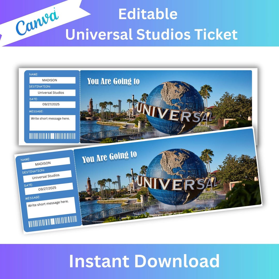 Surprise Universal Studios Ticket, Universal Trip Ticket, Surprise ...