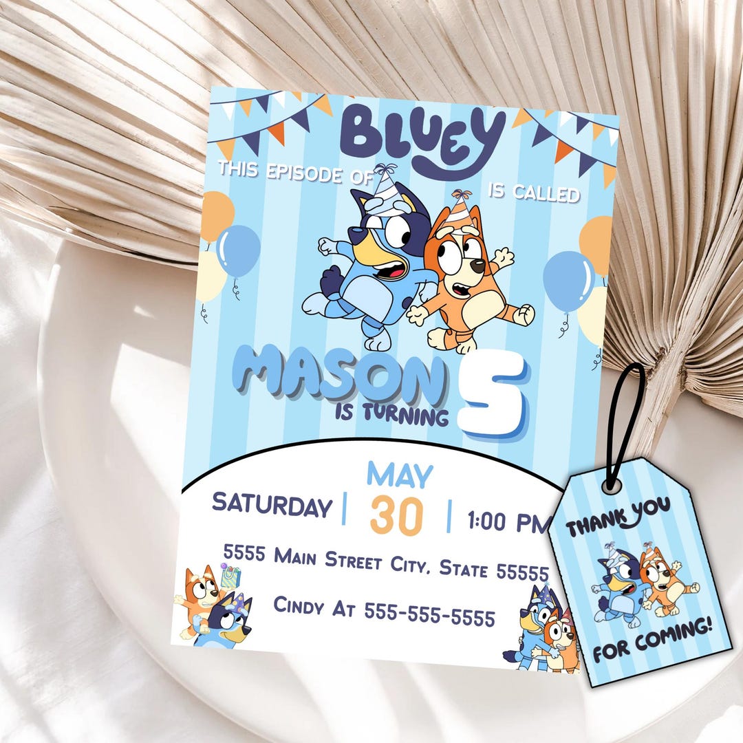 Instant Download Bluey Editable Birthday Invitation Template, Bluey ...