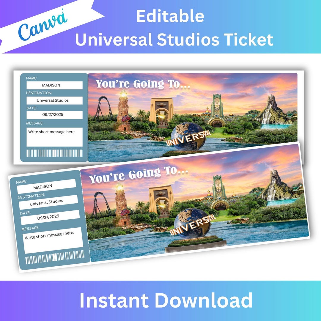 Surprise Universal Studios Ticket, Universal Trip Ticket, Surprise ...