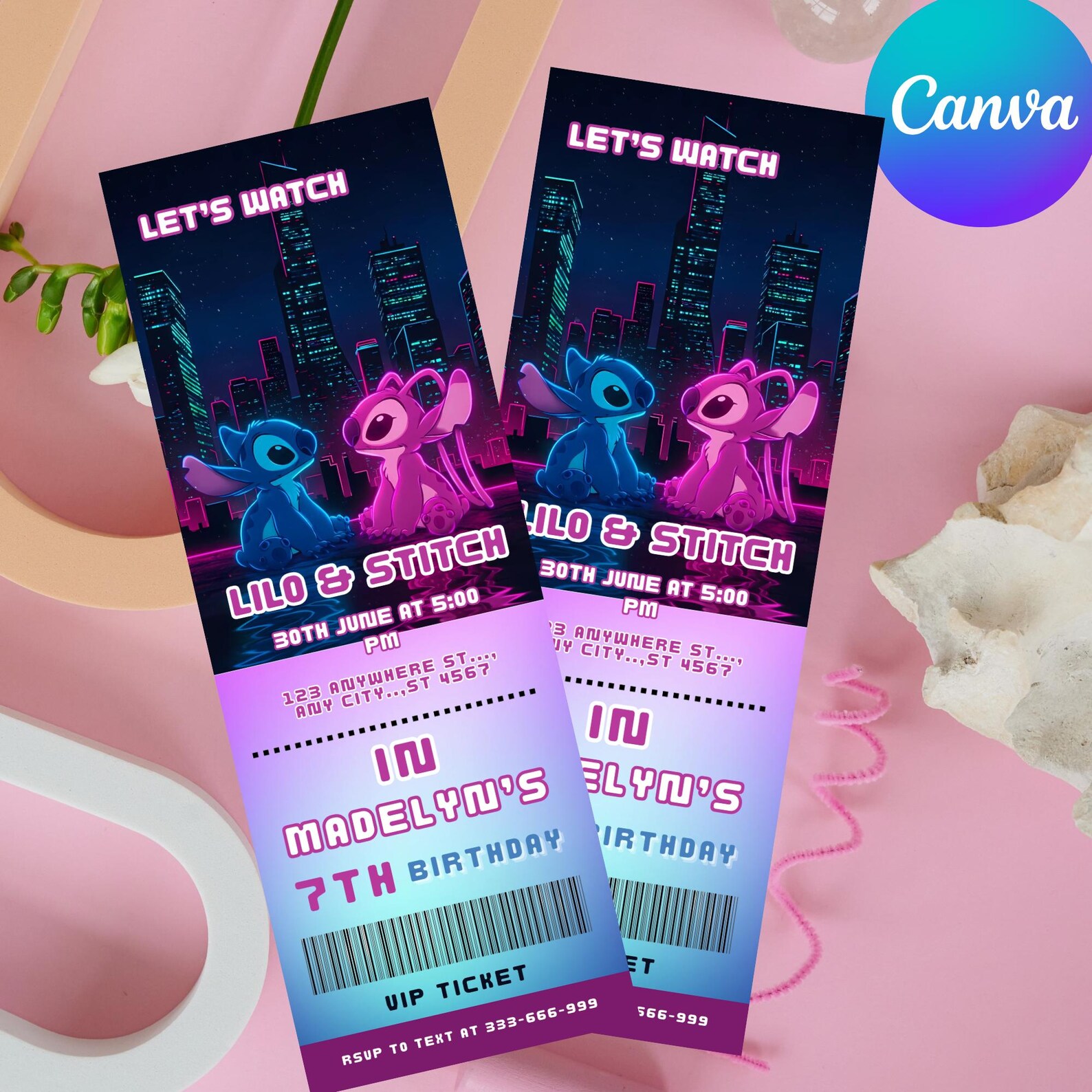 Stitch Ticket Invitation, Lilo & Stitch Birthday Invite, Lilo and ...