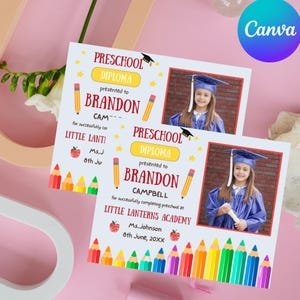 Editable Preschool Diploma Template With Photo (10x8 Printable) - Etsy