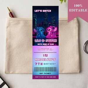 Stitch Ticket Invitation, Lilo & Stitch Birthday Invite, Lilo and ...