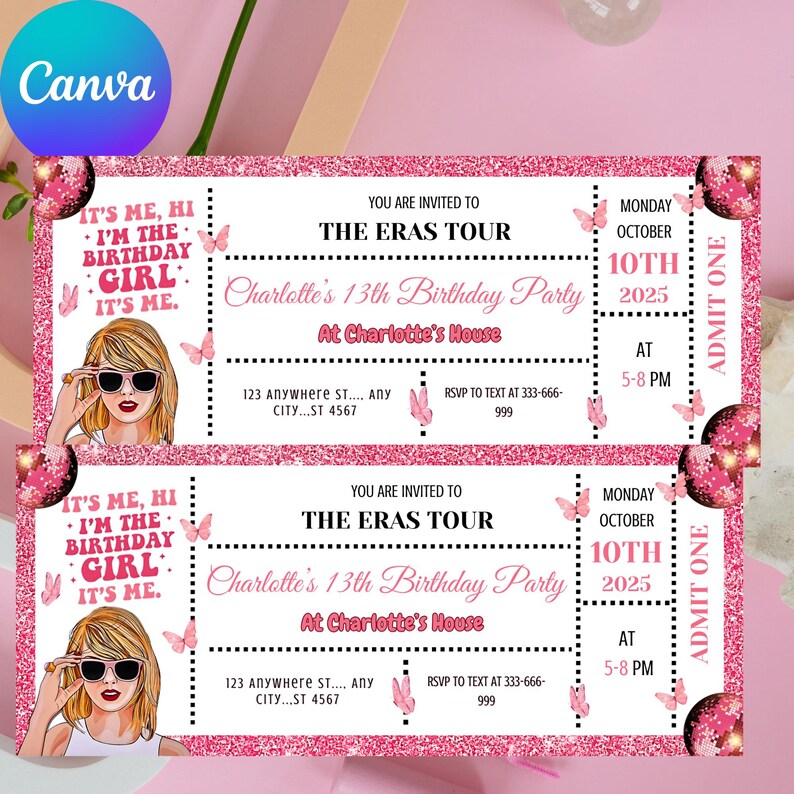 Eras Ticket Invite, Surprise Music Ticket Stub, Birthday Invite, Eras ...
