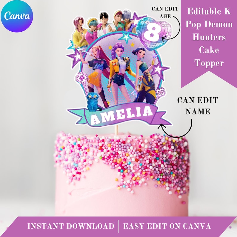 Editable Kpop Demon Hunters Cake Topper (printable) - Etsy