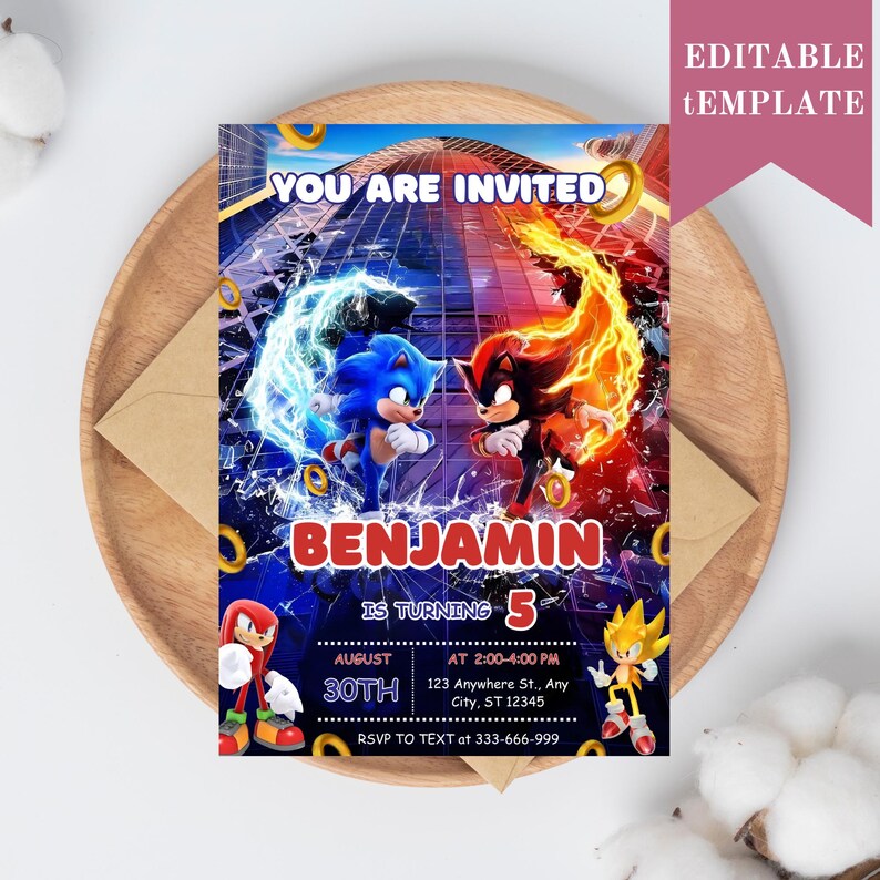 Invitación de cumpleaños de Sonic: Shadow, Hedgehog (Descarga ...