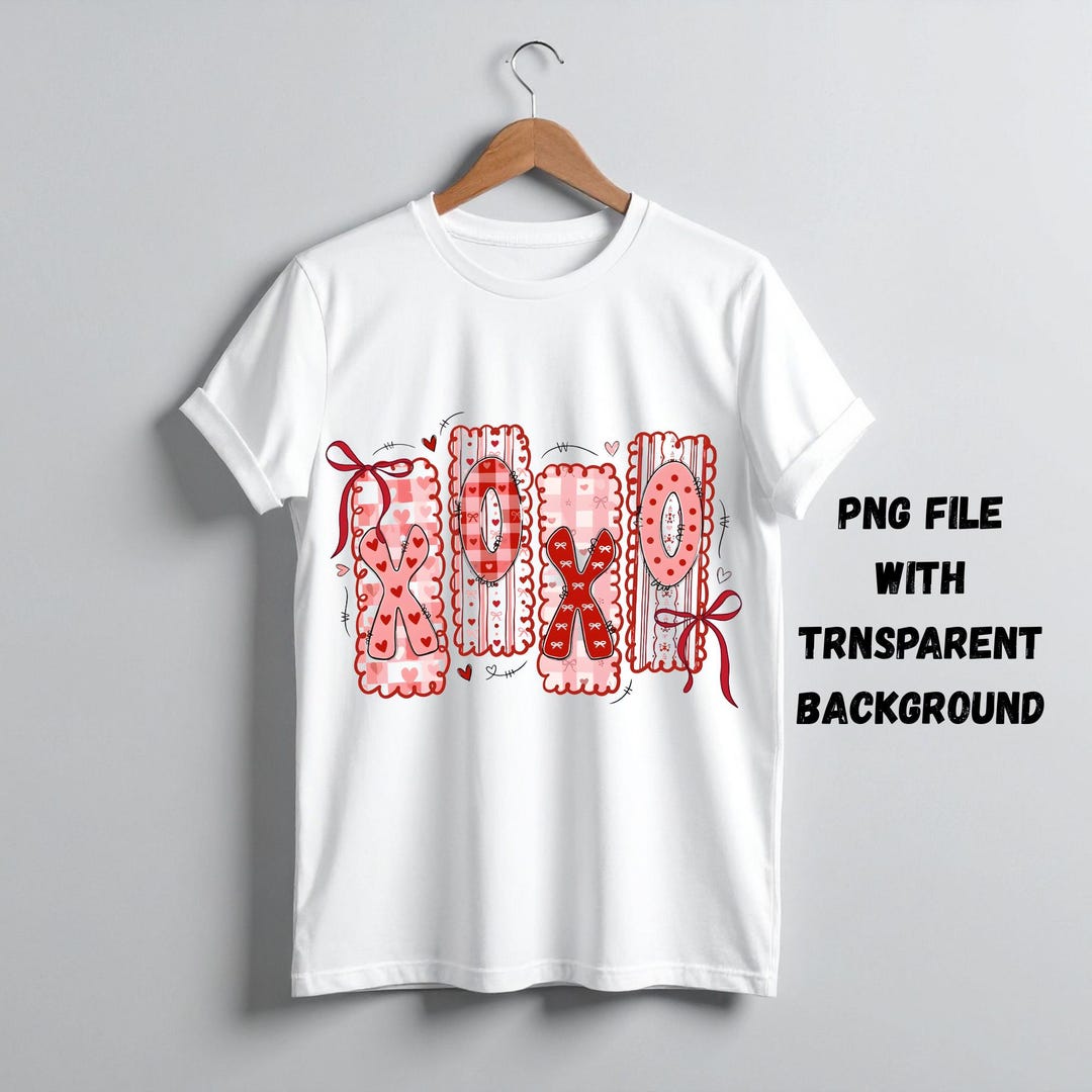 Preppy XOXO Valentine PNG, Pink Red Heart Coquette Design, Valentines ...