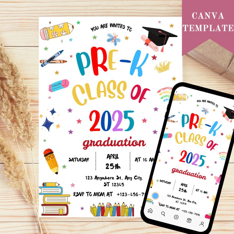 Pre-k Graduation Invitation: Class of 2025, Editable Template - Etsy