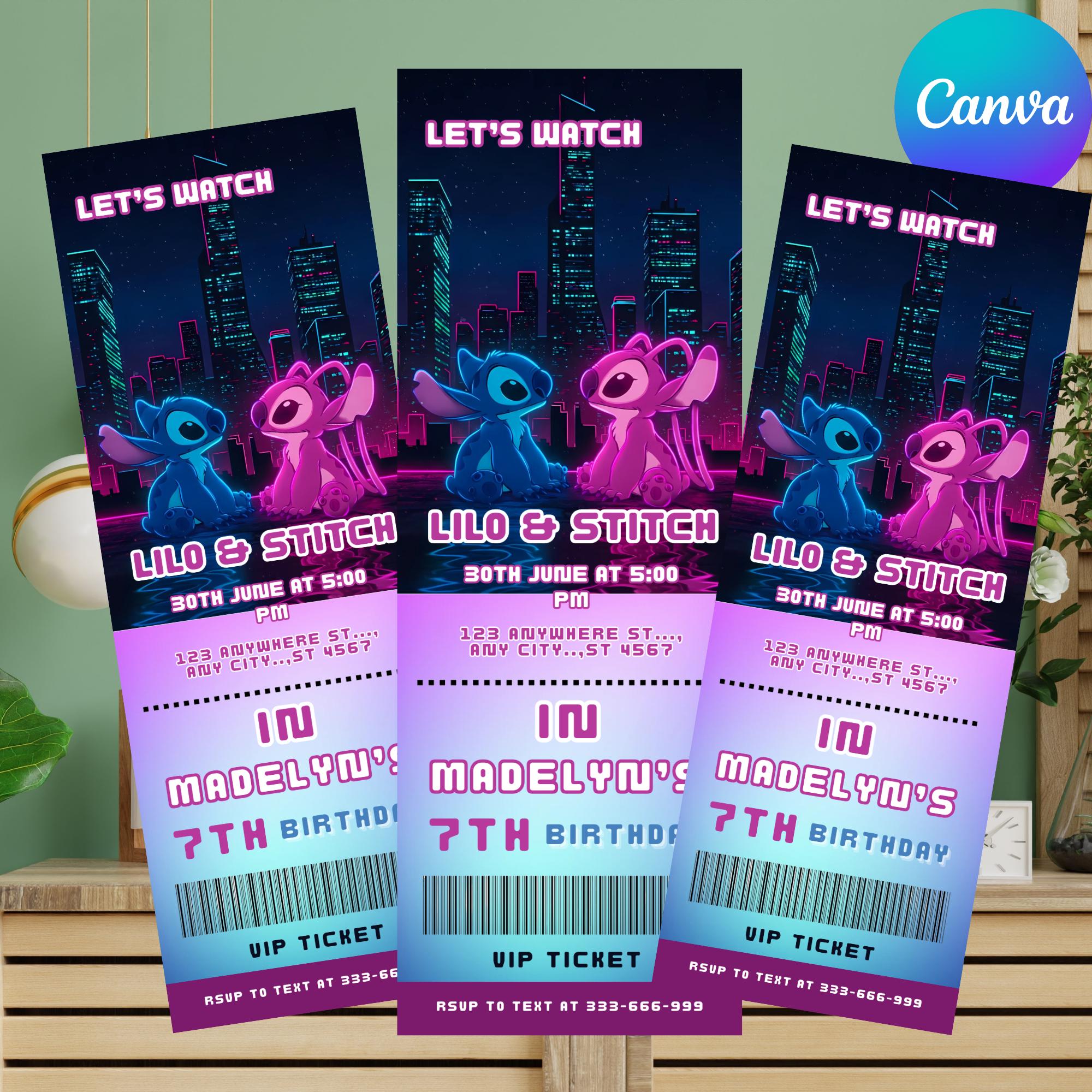 Stitch Ticket Invitation, Lilo & Stitch Birthday Invite, Lilo and ...