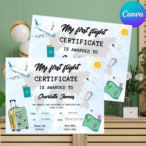 My First Flight Certificate, Kids Certificate, Editable Certificate ...
