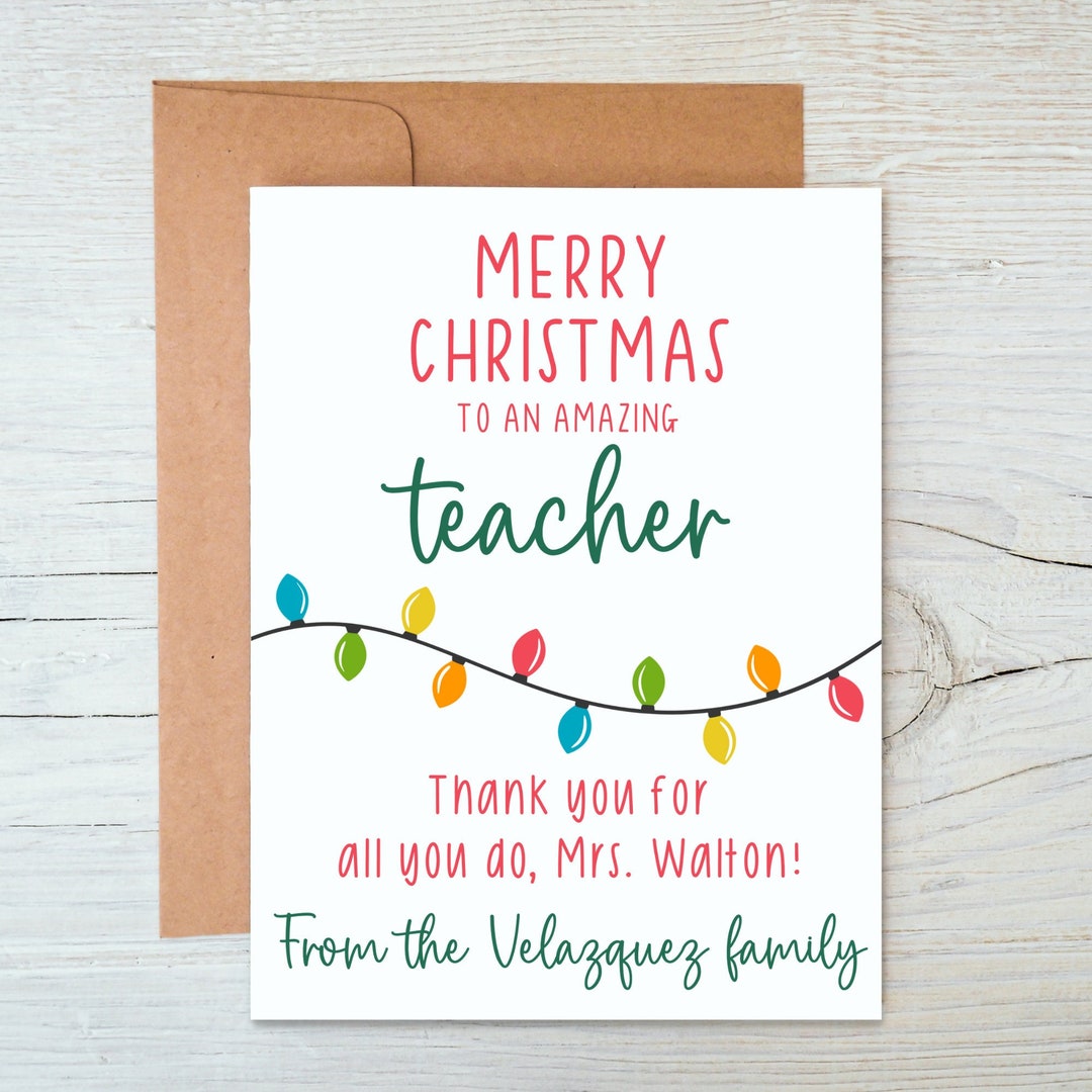 Personalized Christmas Appreciation Card Teacher, Babysitter, Mail ...