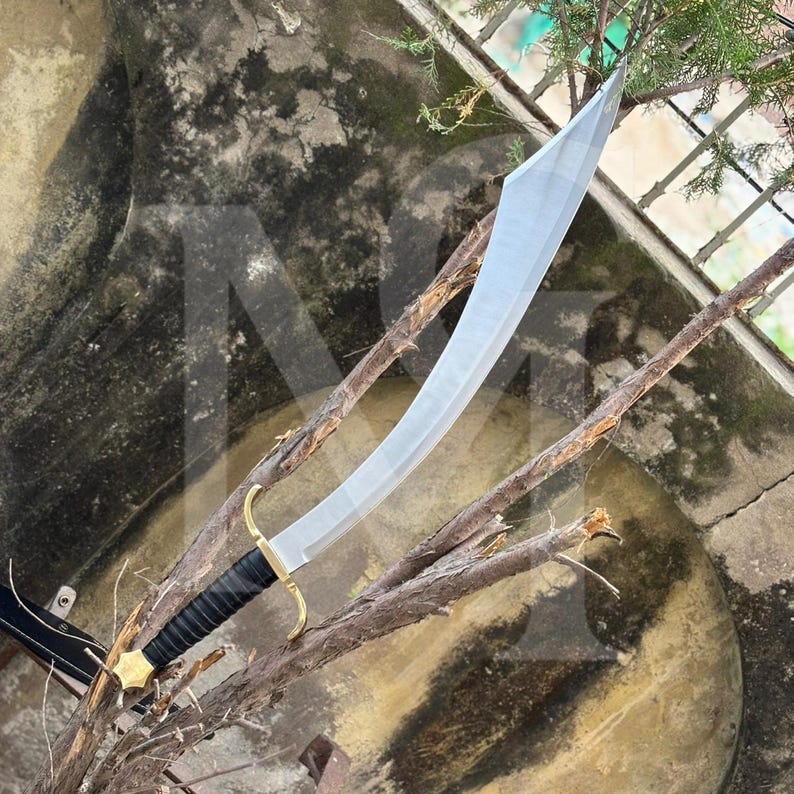 32 Inch Viking Scimitar Sword, Carbon Brass Handle, Leather Sheath - Etsy