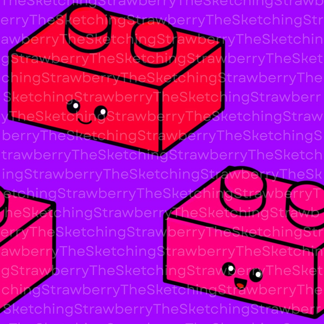 Kawaii Smiley Building Brick Seamless Pattern - Purple PNG (digital ...