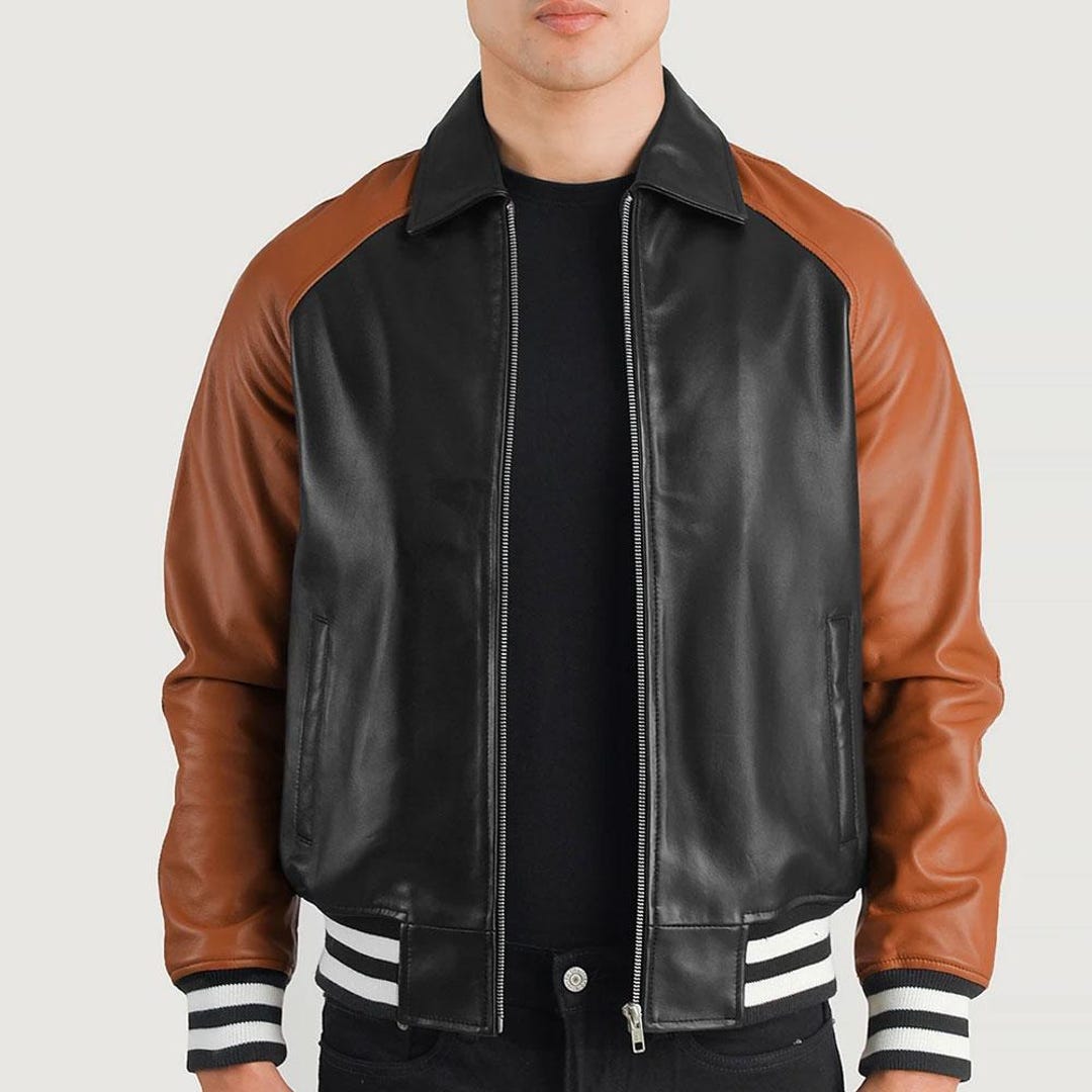 Leather Varsity Jacket – Letterman Jacket for Men & Women – Custom Name ...
