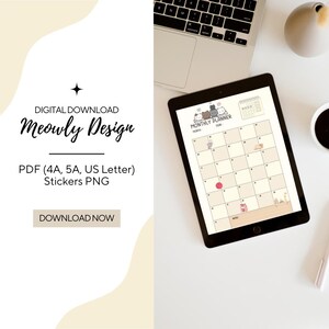 Cute Cat Digital Planner Bundle – 7 Page Printable | Daily, Weekly ...