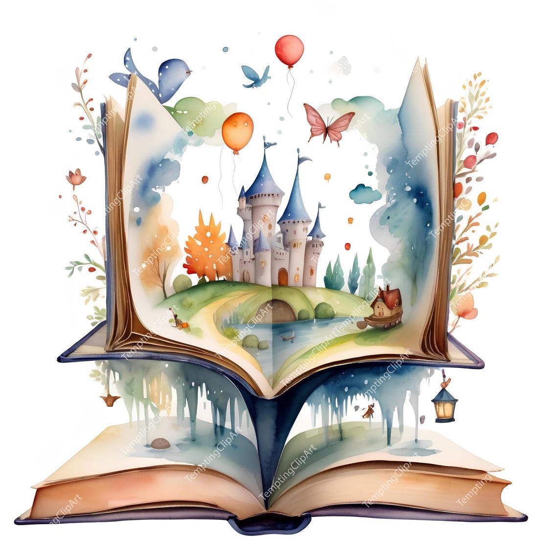 Watercolor Fairytale Book Clipart | Fantasy Castles (digital Download ...