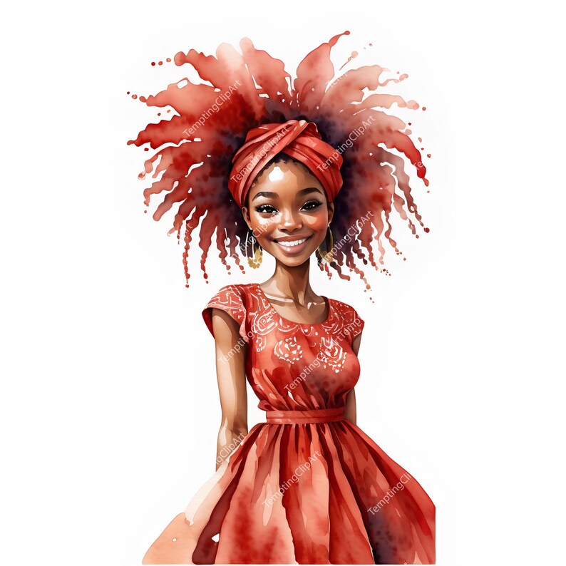 10 Black Woman Clipart | African American Girl, Printable Watercolor ...