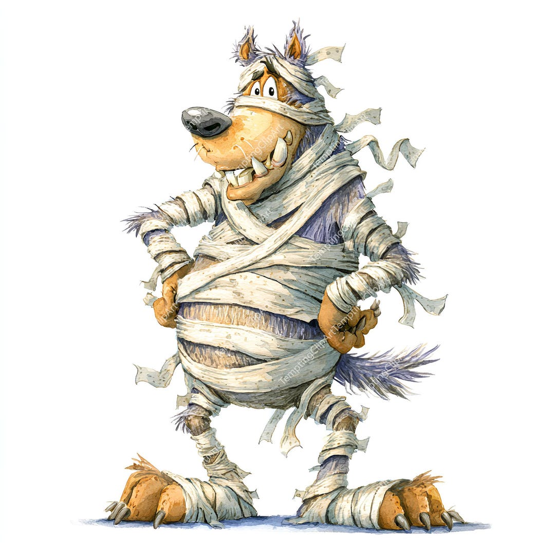 15 Watercolor Werewolf Clipart | Funny Cartoon Werewolves Tangled in ...