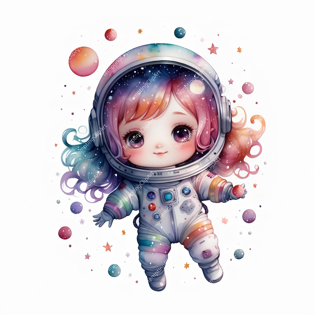 10 Astronaut Kids Clipart | Girl & Boy in Space, Printable Watercolor ...