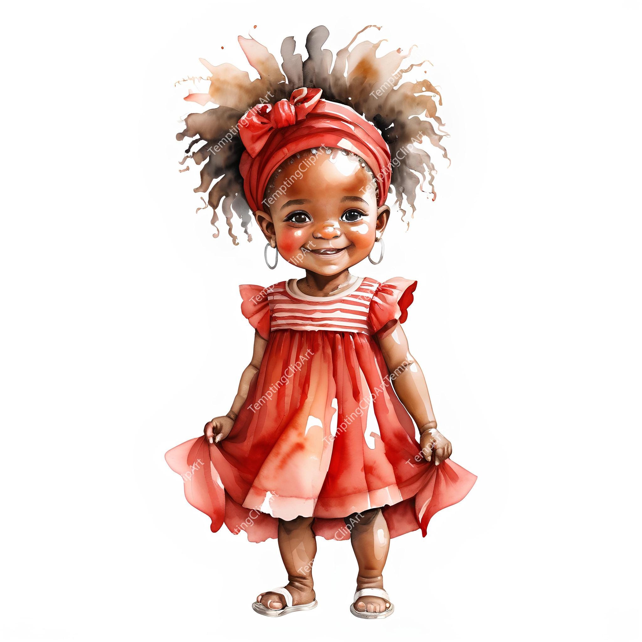 10 Black Baby Girl Clipart | African American Kids, Printable ...