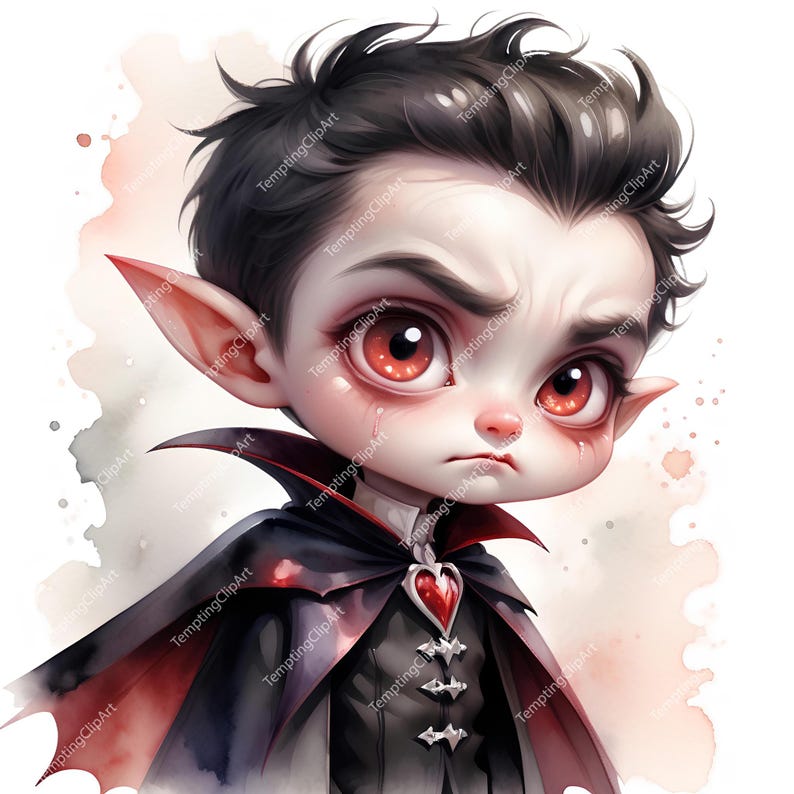 10 Adorable Vampire | Cute Vampire Portraits, Whimsical Watercolor ...