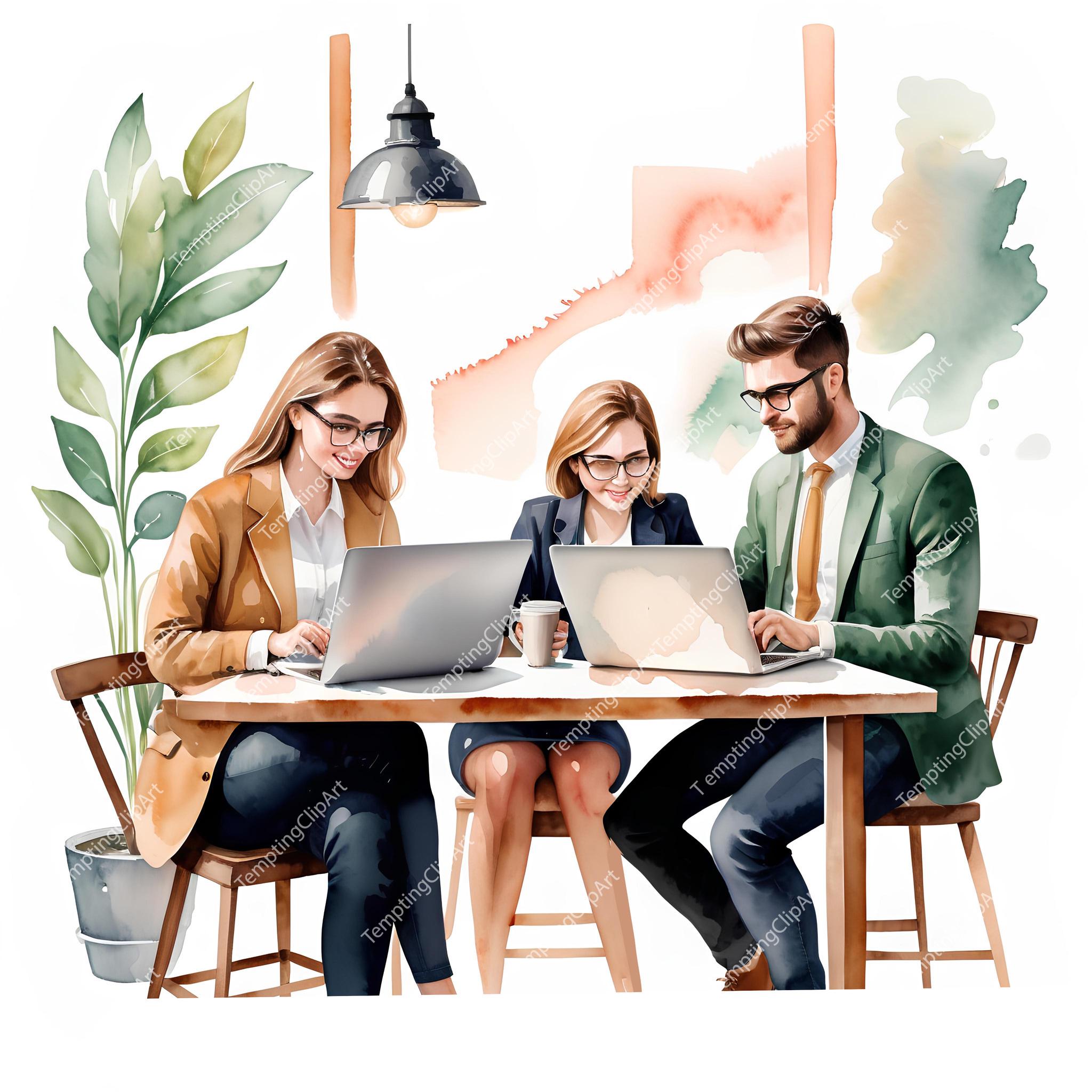 10 Coworking Clipart | Office People Art, Printable Watercolor Clipart ...