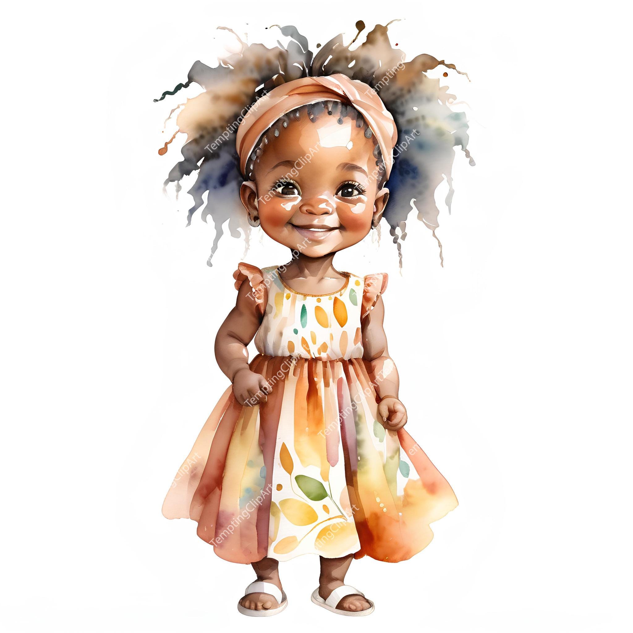 10 Black Baby Girl Clipart | African American Kids, Printable ...