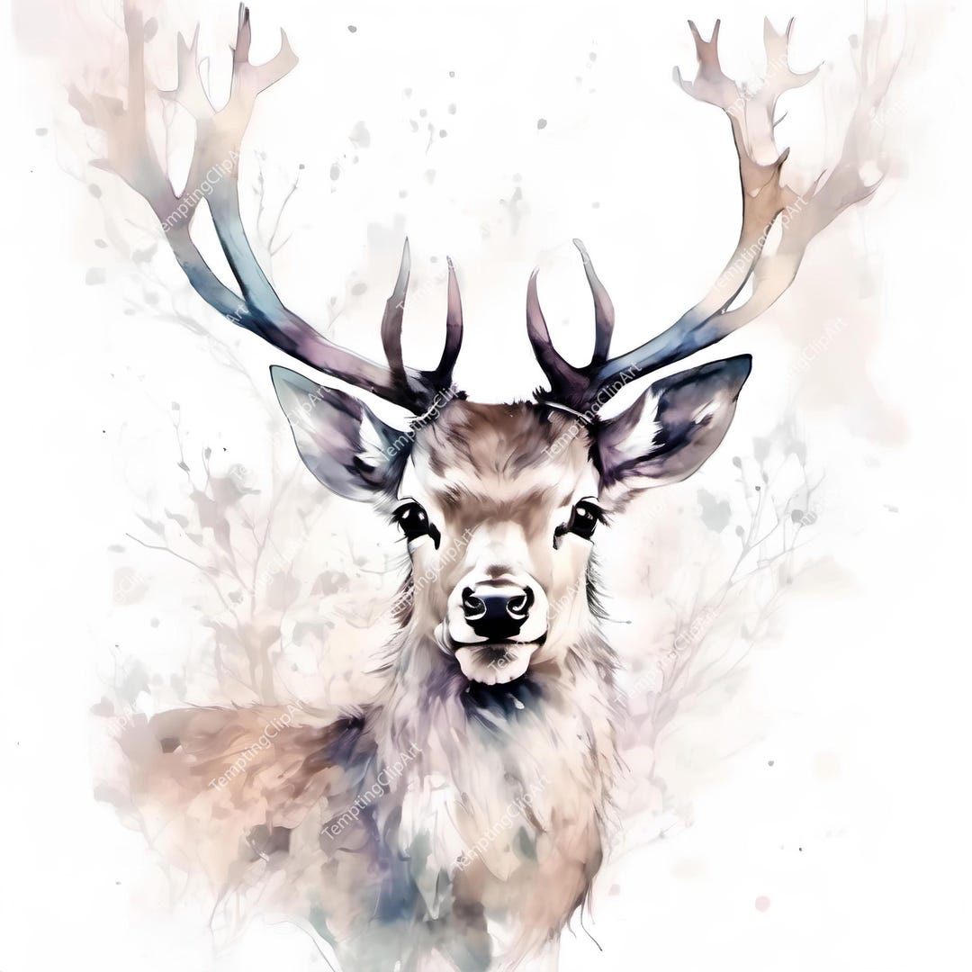 10 Baby Stag Clipart | Woodland Deer Art, Printable Watercolor Clipart ...
