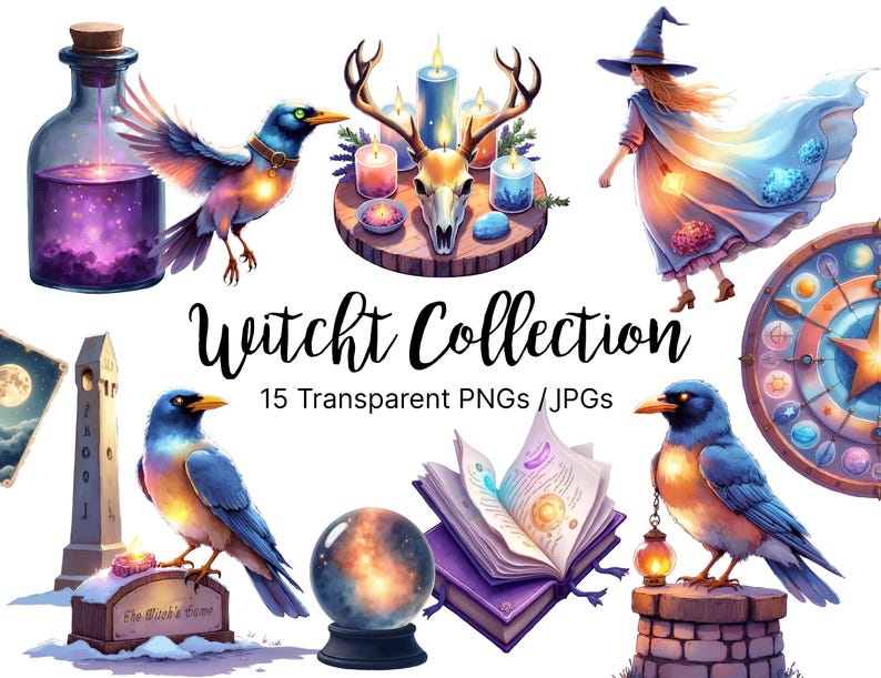 Watercolor Witch Clipart: Magic Ritual Collection (digital Download) - Etsy