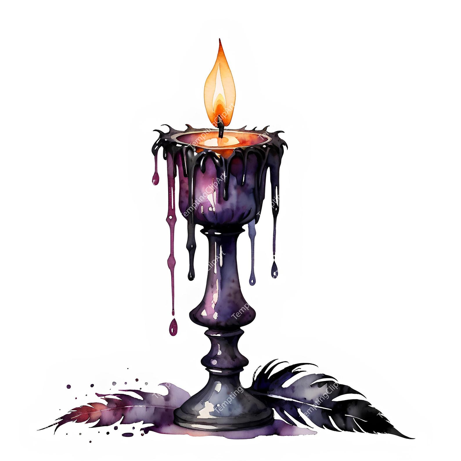 10 Watercolor Gothic Candle Clipart | High Quality Jpgs | Wax Drips ...