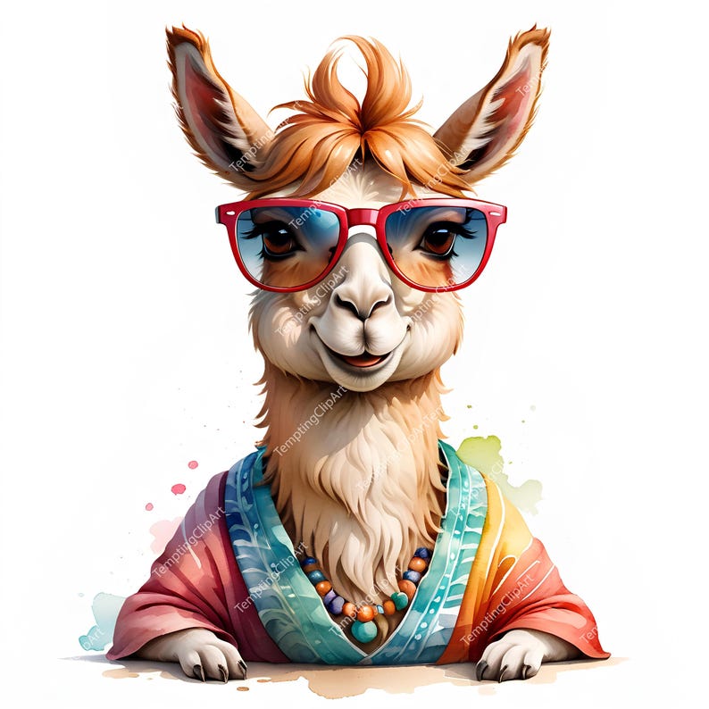 10 Funny Meditating Llama Clipart | Zen Animals, Printable Watercolor ...