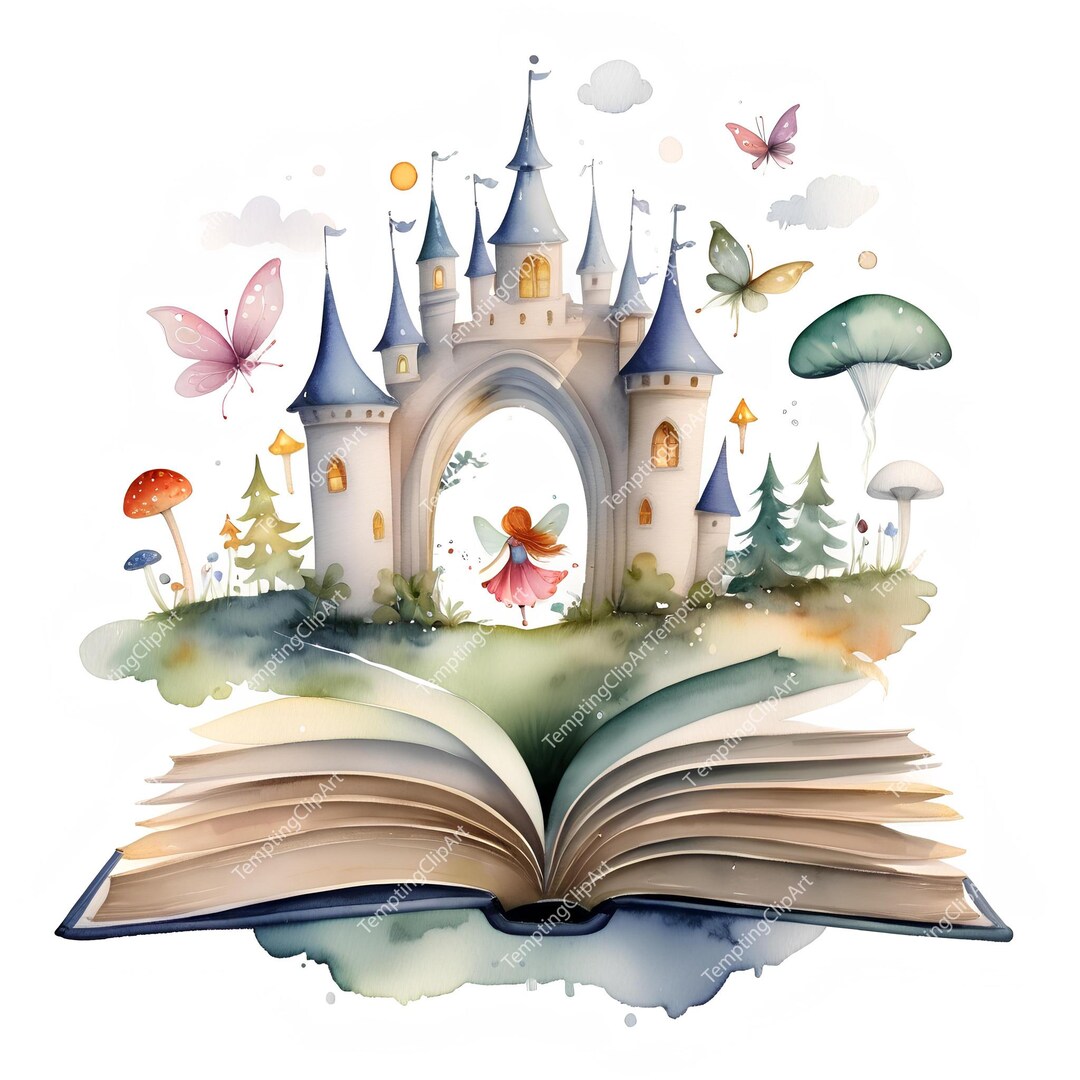 Watercolor Fairytale Book Clipart | Fantasy Castles (digital Download ...