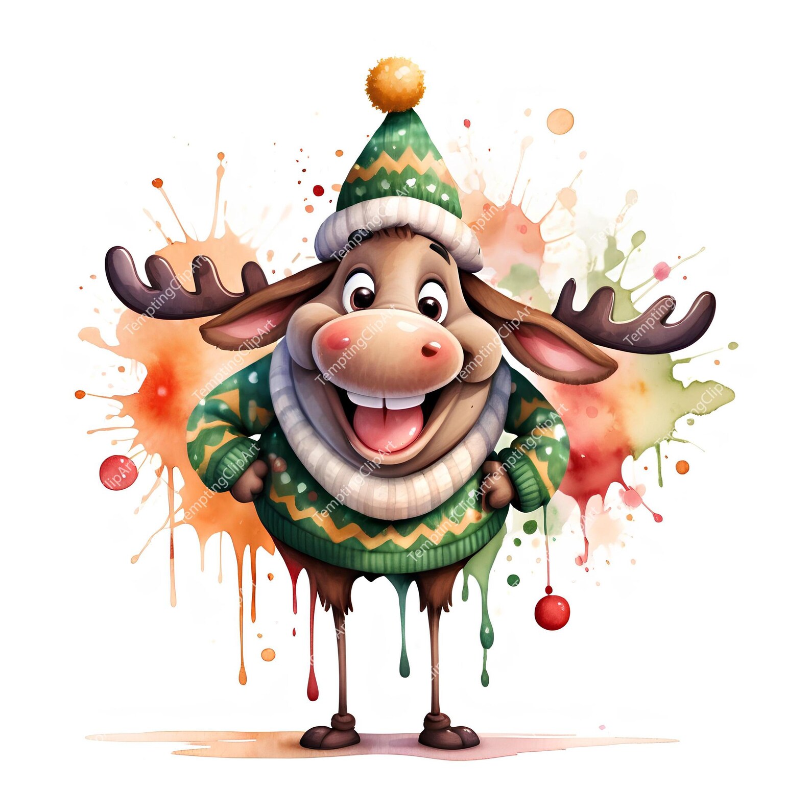 18 Christmas Moose in Christmas Sweater Clipart | Winter Deer ...