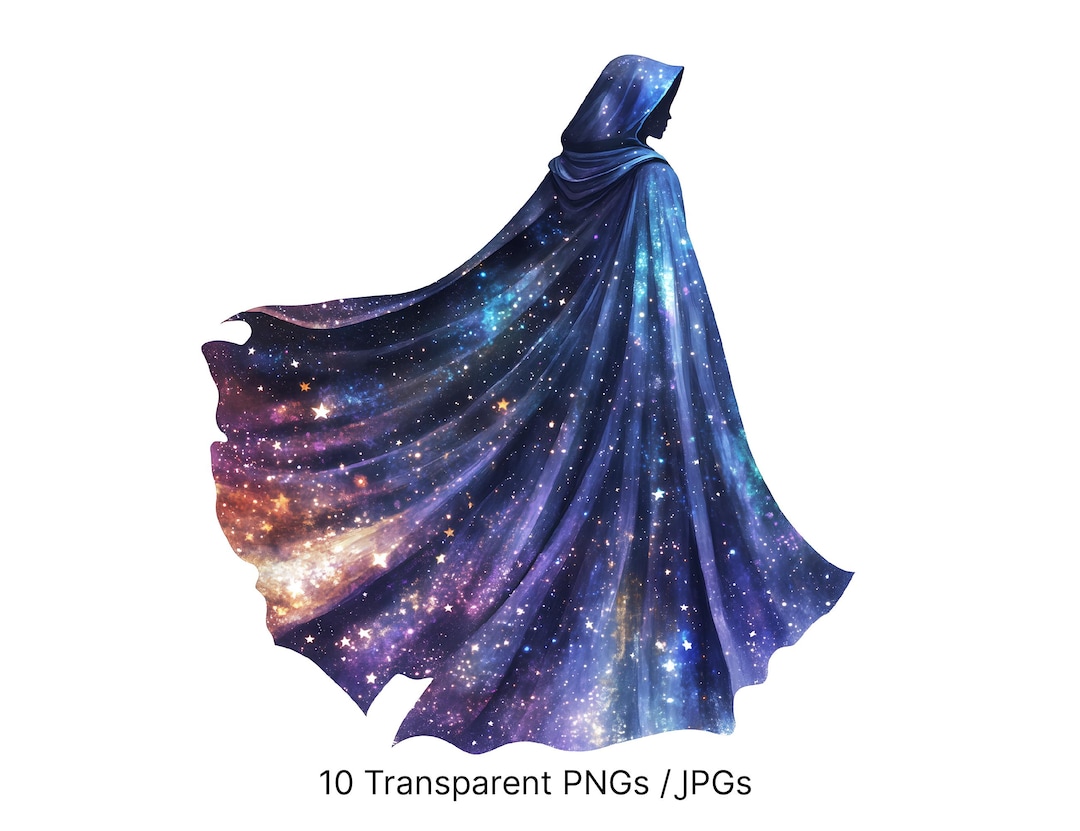10 Watercolor Witch Cloaks Clipart | Fantasy Silhouette, Magical Purple ...