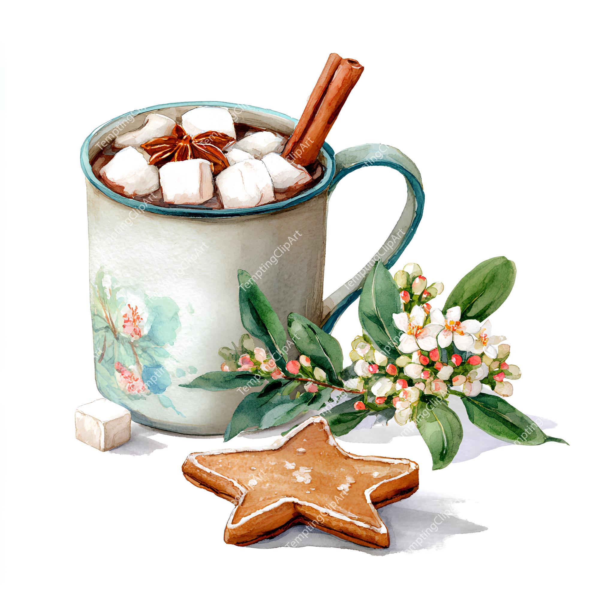 14 Cozy Christmas Mug Clipart | Hot Cocoa, Printable Watercolor Clipart ...