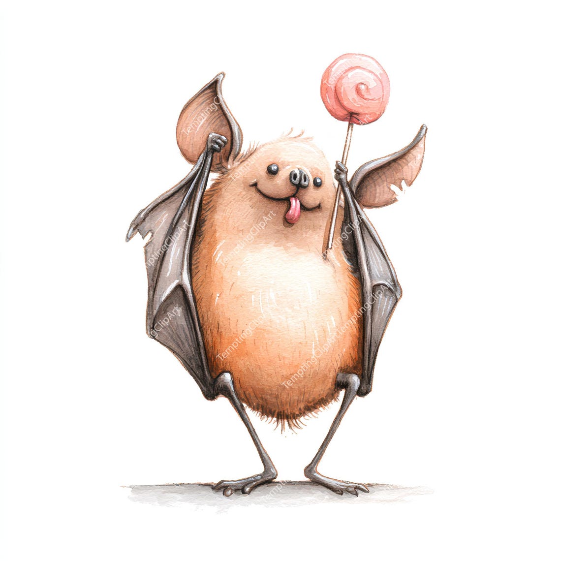 11 Watercolor Funny Bat Clipart | Cartoon Bats Hanging Upside Down With ...