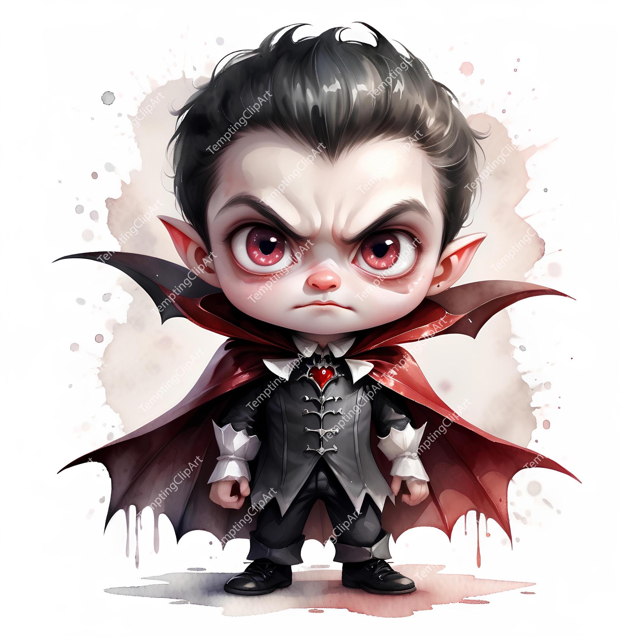 10 Adorable Vampire | Cute Vampire Portraits, Whimsical Watercolor ...