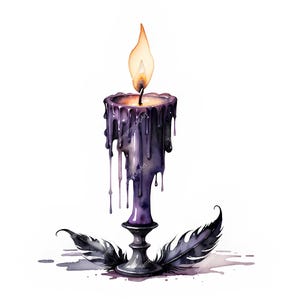 10 Watercolor Gothic Candle Clipart | High Quality Jpgs | Wax Drips ...