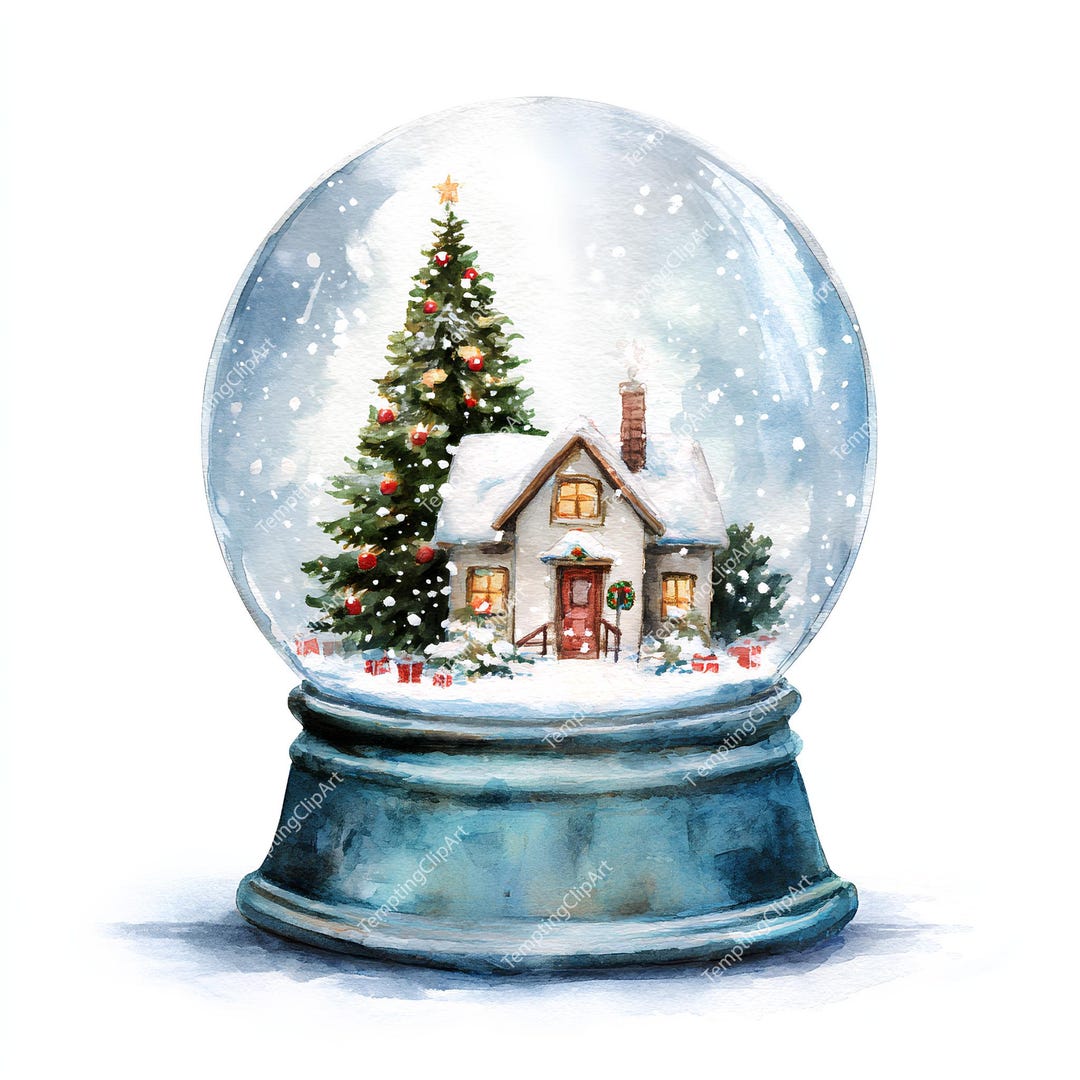 12 Snow Globe Clipart | Christmas Winter Art, Printable Watercolor ...