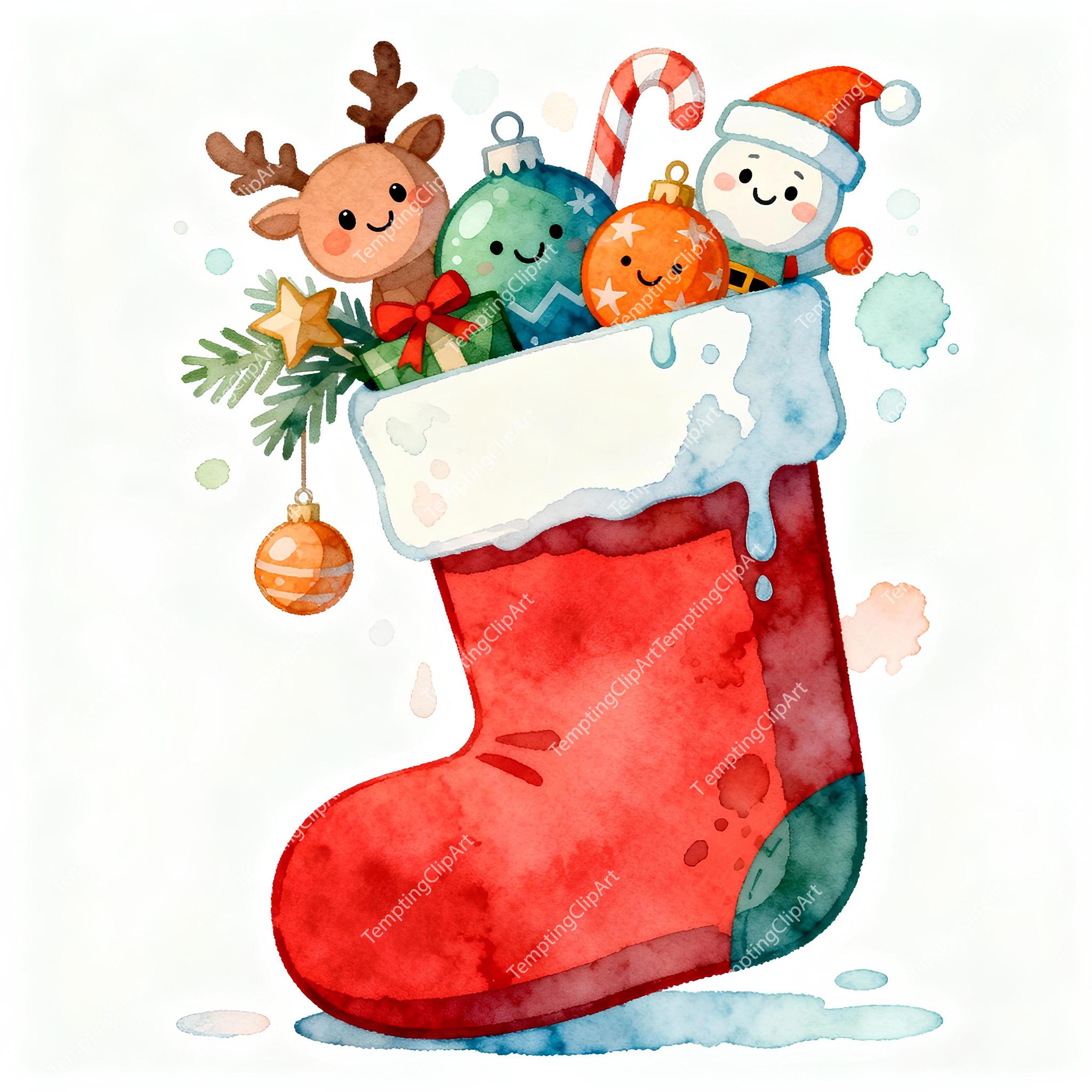 12 Christmas Stocking Clipart | Holiday Decor, Printable Watercolor ...