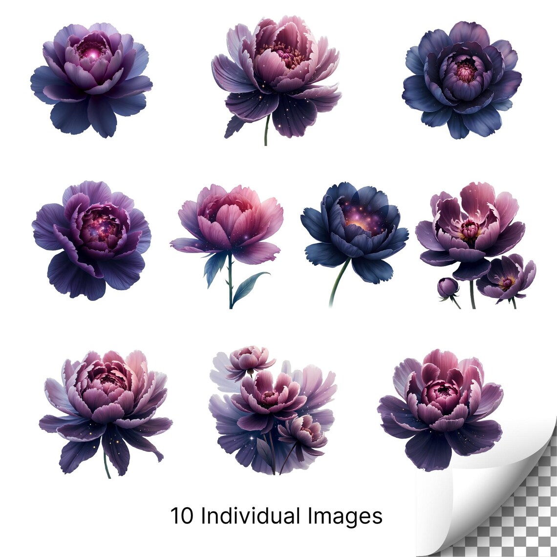 Watercolor Purple Peony Clipart: Magical Violet Flowers (digital ...