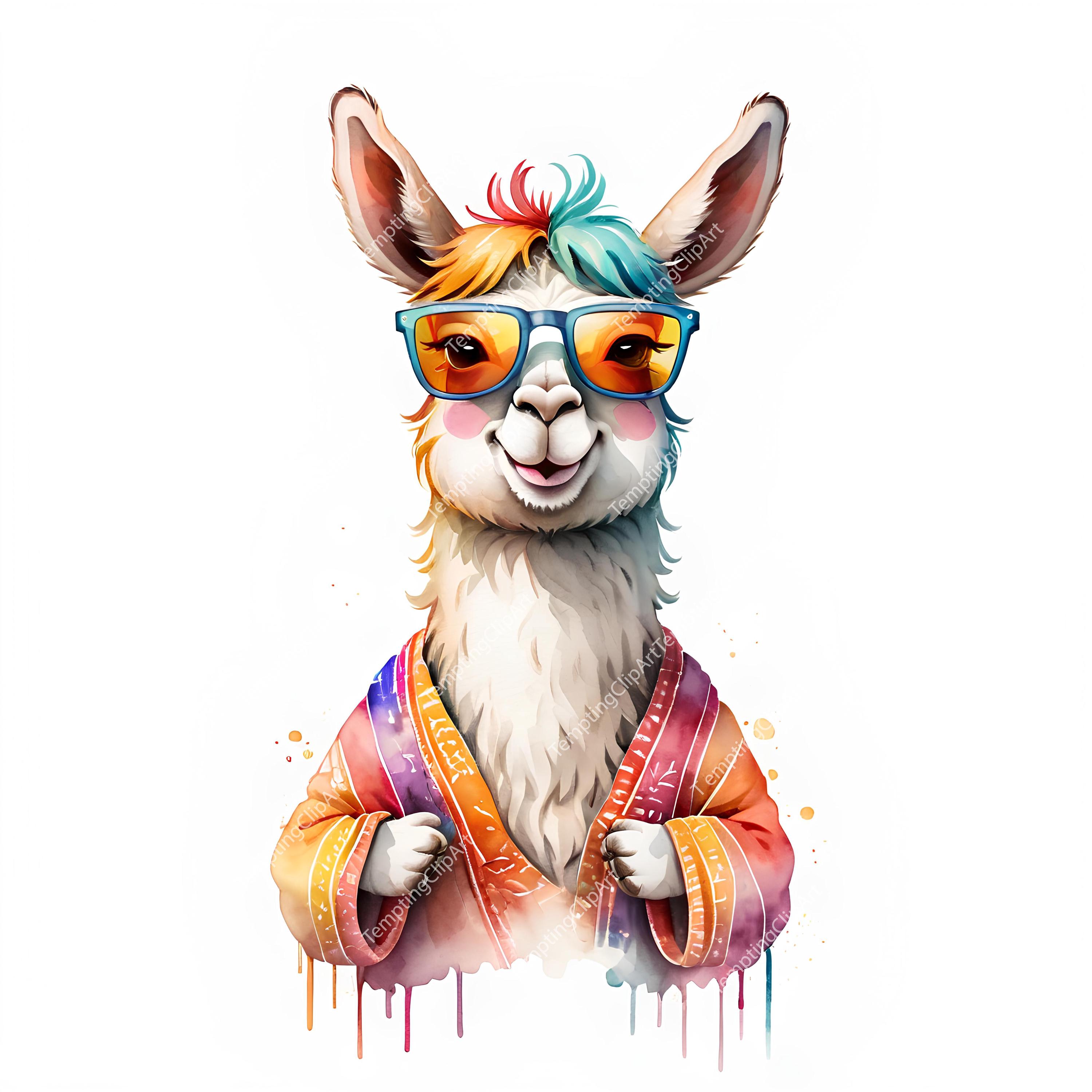 10 Funny Meditating Llama Clipart | Zen Animals, Printable Watercolor ...