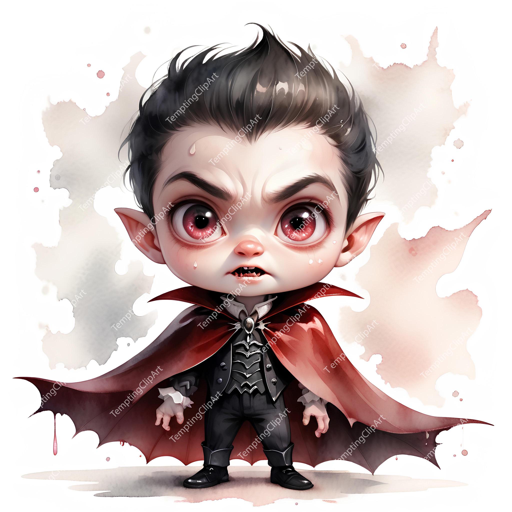 10 Adorable Vampire | Cute Vampire Portraits, Whimsical Watercolor ...