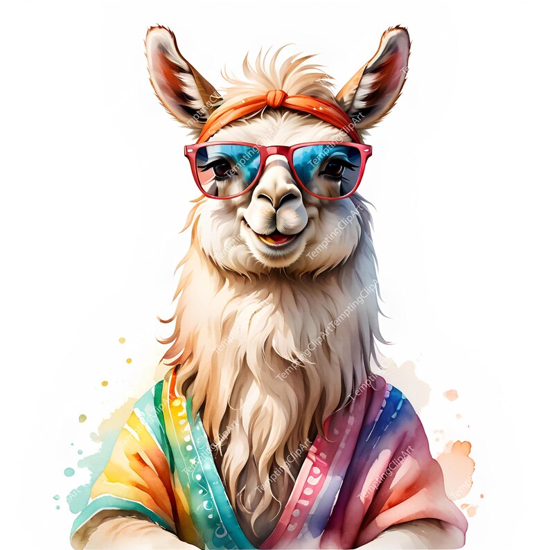 10 Funny Meditating Llama Clipart | Zen Animals, Printable Watercolor ...