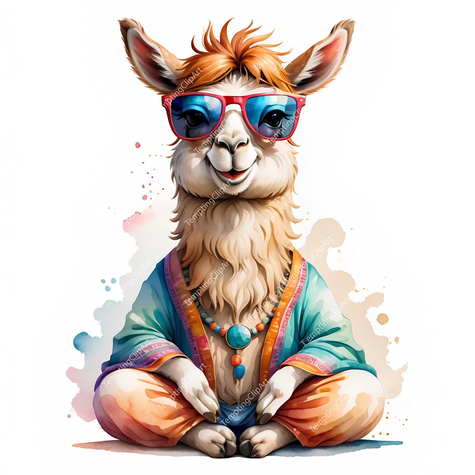 10 Funny Meditating Llama Clipart | Zen Animals, Printable Watercolor ...