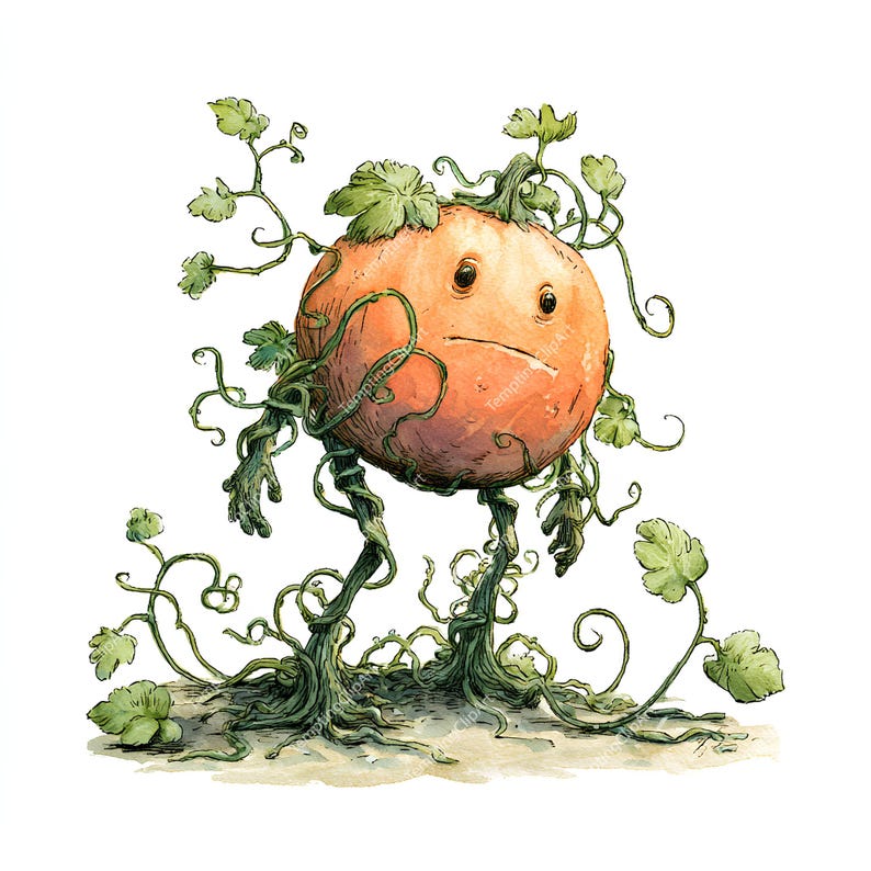 12 Watercolor Pumpkin Monster Clipart | Funny Cartoon Pumpkin Creature ...